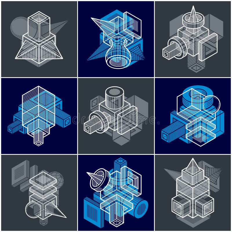 Set of Isometric Abstract Vector Geometric Shapes. Stock Vector ...