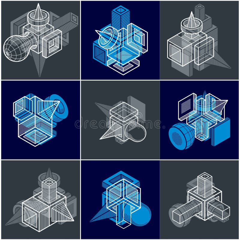 Set of Isometric Abstract Vector Geometric Shapes. Stock Vector ...