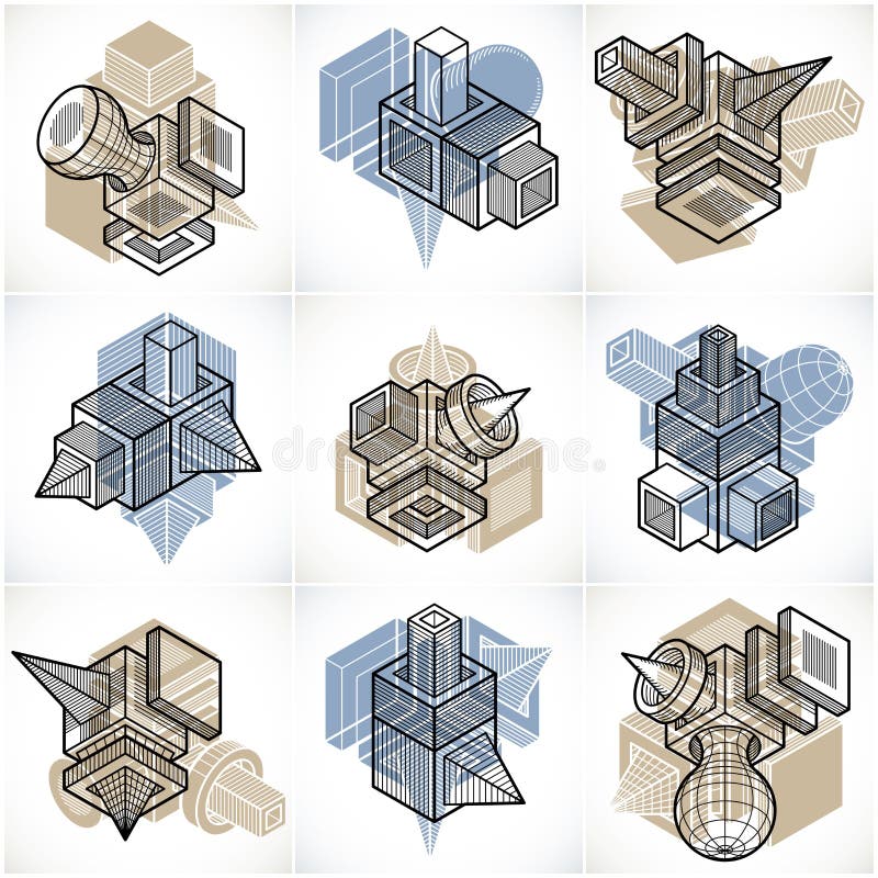 Set of Isometric Abstract Vector Geometric Shapes. Stock Vector ...