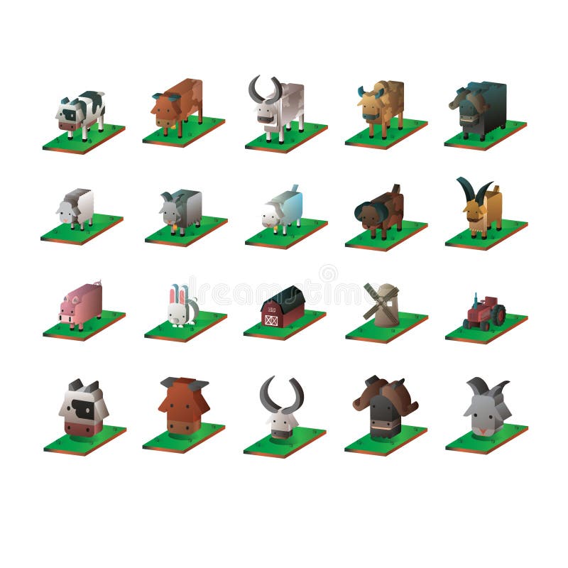 Isometric Animals Illustration Stock Vector - Illustration of isometric ...