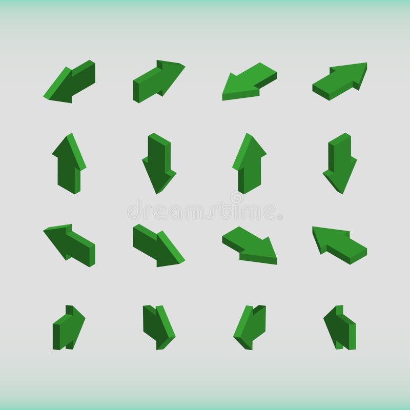 Set of Isometric Arrows Green. Stock Vector - Illustration of icon ...