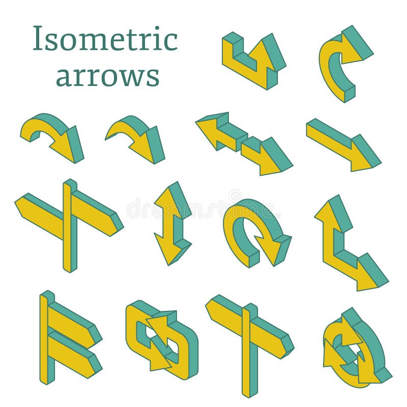 Isometric Arrows in Different Versions Stock Vector - Illustration of ...