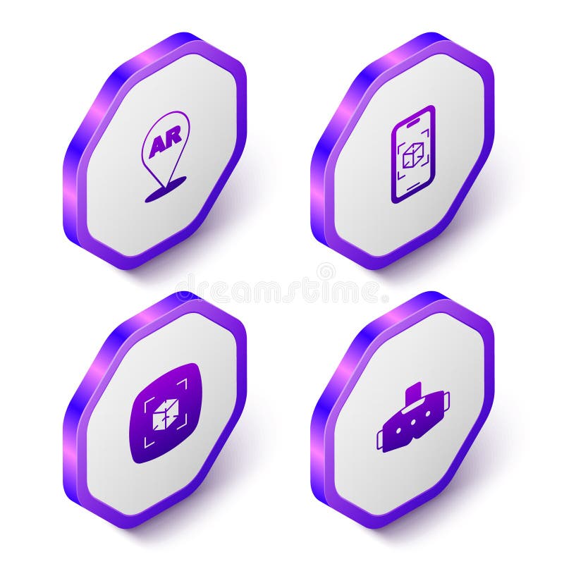 Set Isometric Augmented Reality AR, 3d Modeling, and Virtual Glasses ...