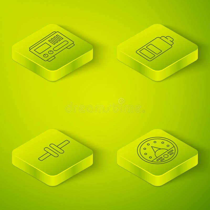 Set Isometric Battery Charge Level Indicator, Electric Circuit Scheme ...