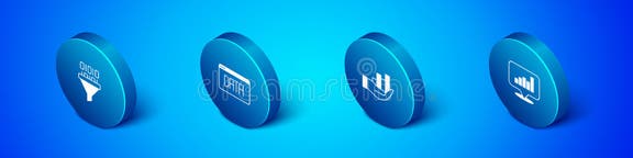 Set Isometric Binary Code, Pie Chart Infographic, and Data Analysis Icon. Vector Stock ...