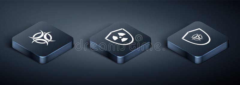 Set Isometric Biohazard Symbol, Biohazard Symbol on Shield and ... Set Isometric Biohazard Symbol, Biohazard Symbol on Shield and ...