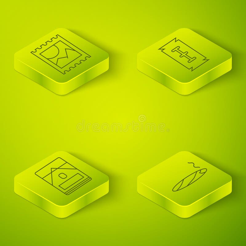 Set Isometric Blade Razor, Cigarettes Pack Box, Cigar with Smoke and ...