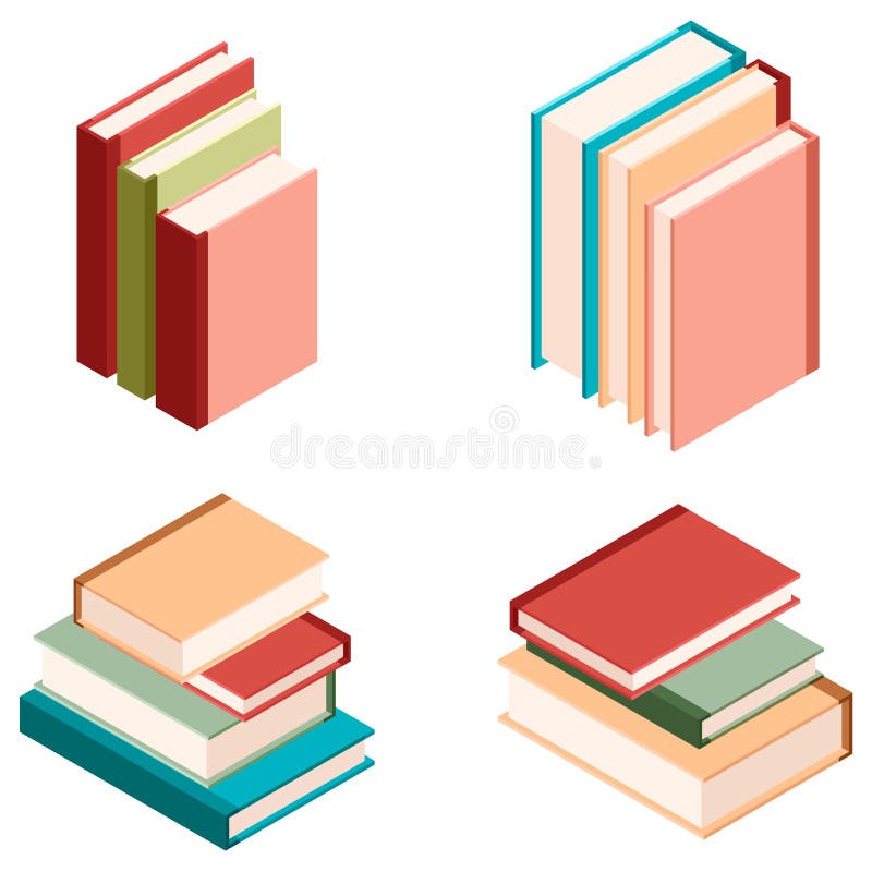 Set of Isometric Book Icons Stock Vector - Illustration of icon, page ...