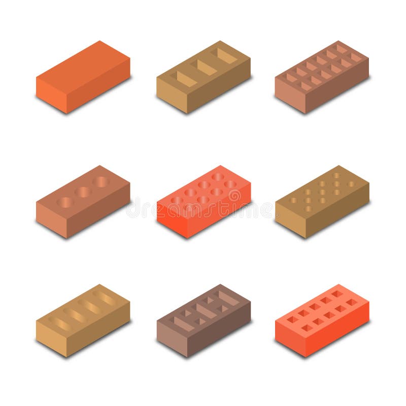 A Set of Isometric Bricks, Vector Illustration. Stock Vector ...