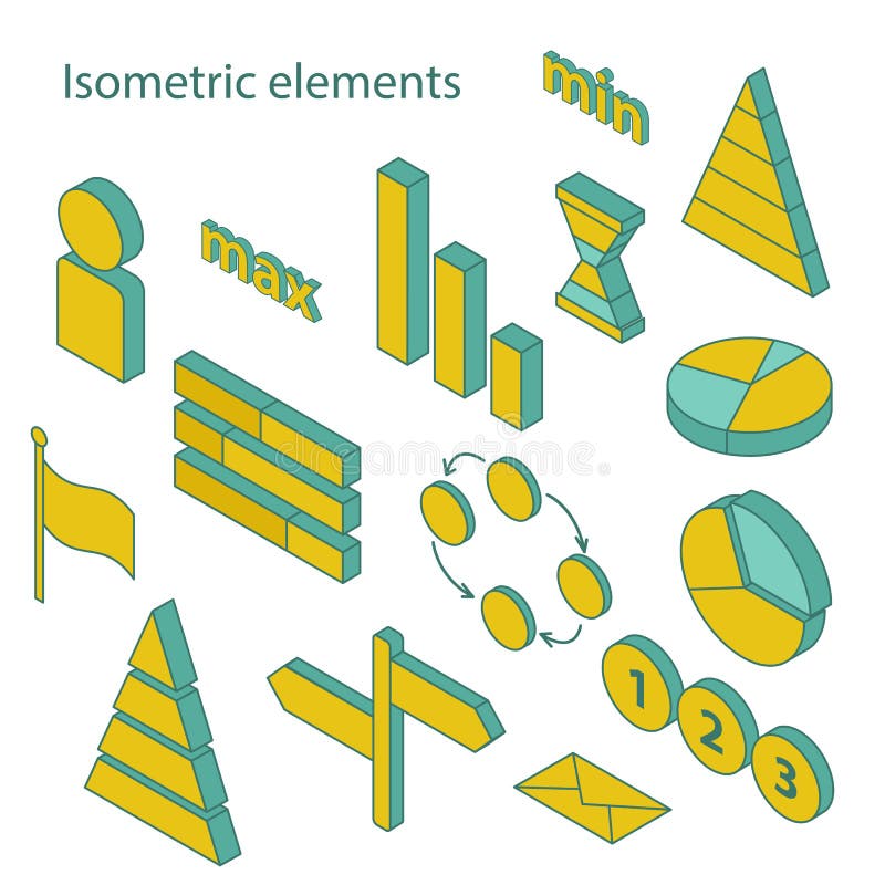 Set of Isometric Business Elements Stock Vector - Illustration of ...