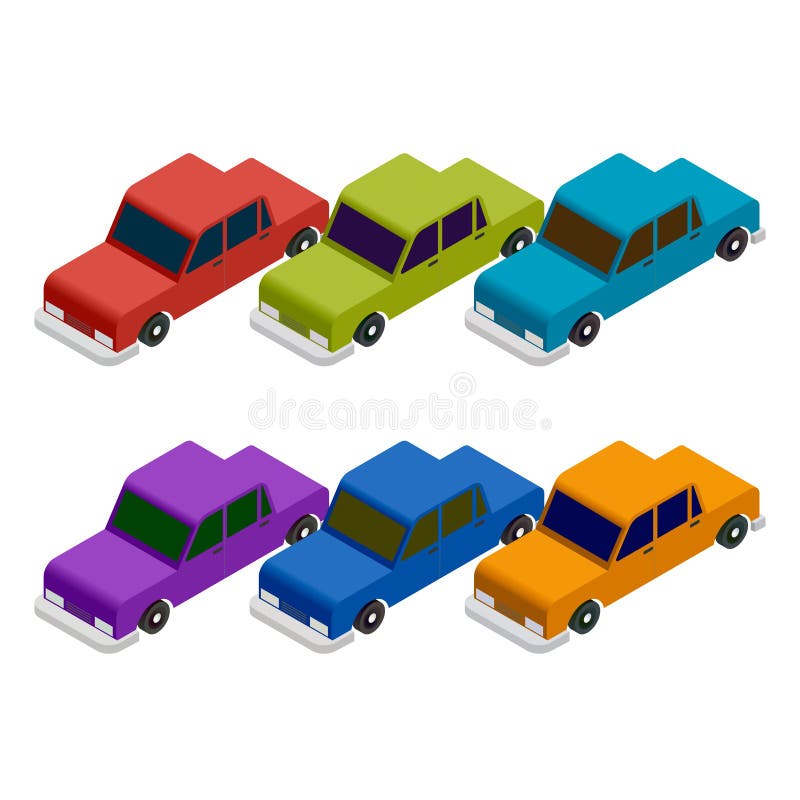 Set of isometric car stock vector. Illustration of build - 70196271