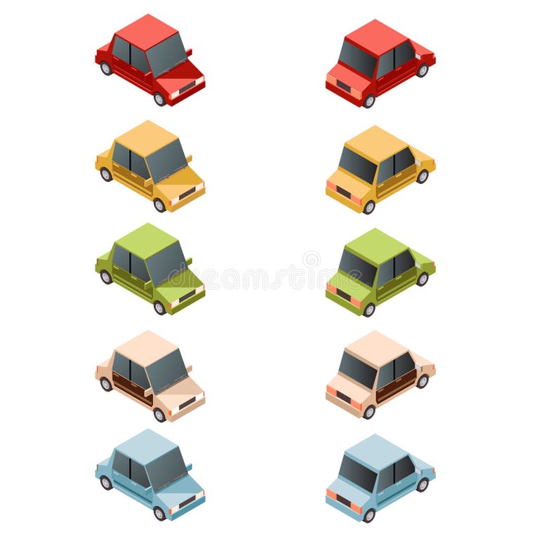 Set of Isometric Car Icons2 Stock Vector - Illustration of symbol, road ...