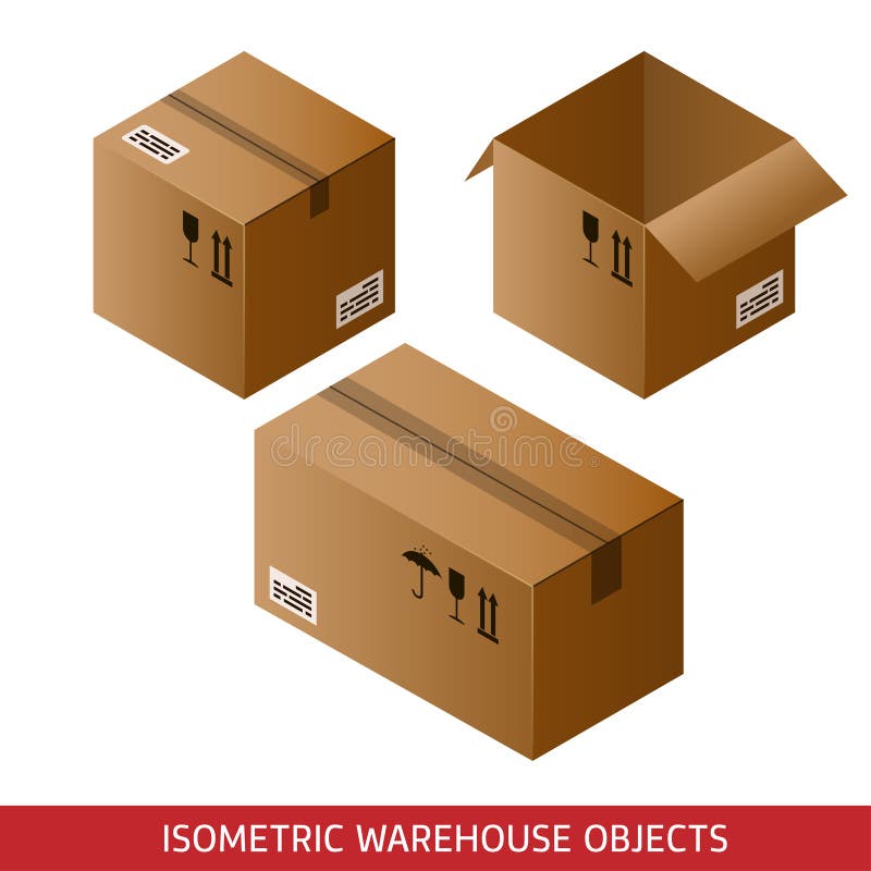Isometric Cardboard Box Packaging , Vector Illustration Design Stock ...
