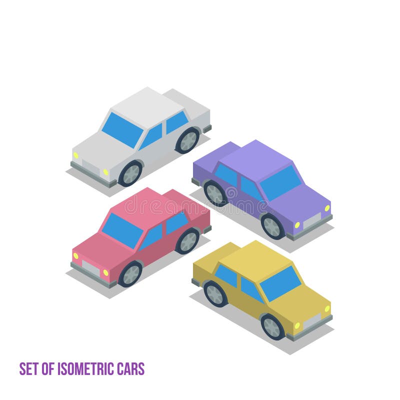 Set of Isometric Cars Vector Illustration Stock Vector - Illustration ...