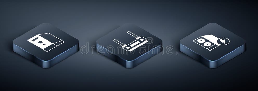 Set Isometric Case of Computer, and Router and Wi-fi Signal Icon ...