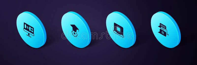 Set Isometric Chat Bot, Processor CPU, Graduation Cap and Algorithm ... Set Isometric Chat Bot, Processor CPU, Graduation Cap and Algorithm ...