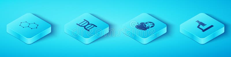 Set Isometric Chemical Formula, DNA Symbol, Microscope and Genetically ...