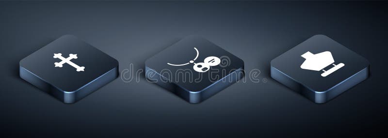 Set Isometric Christian Cross, Necklace on Mannequin and Locket ...