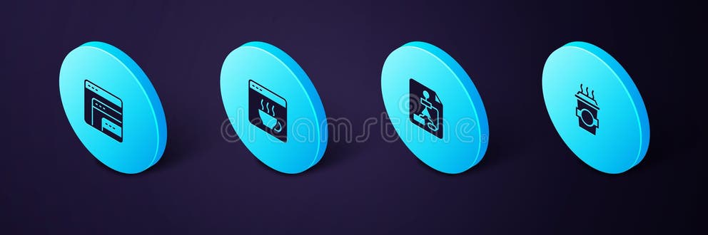 Set Isometric Coffee Cup To Go, Flowchart, Software and Icon. Vector ...