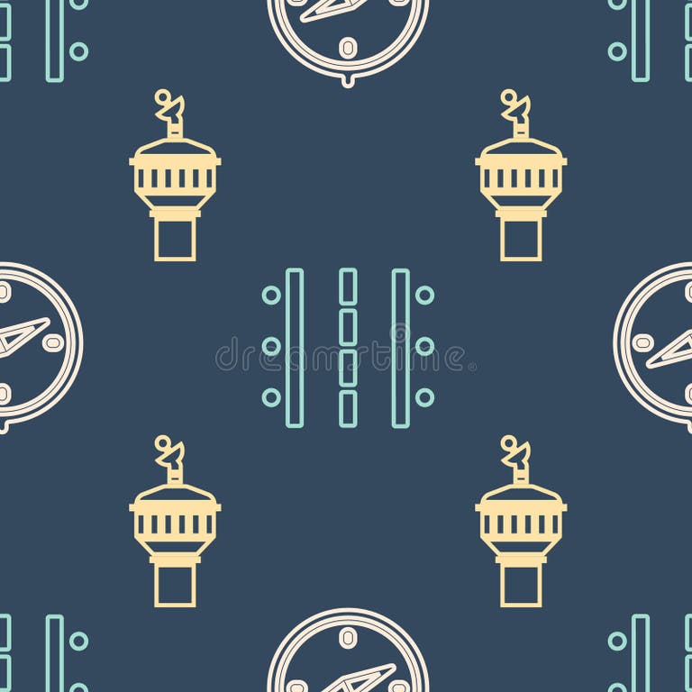 Set Isometric Compass, Radar and Airport Runway Icon. Vector Stock ...