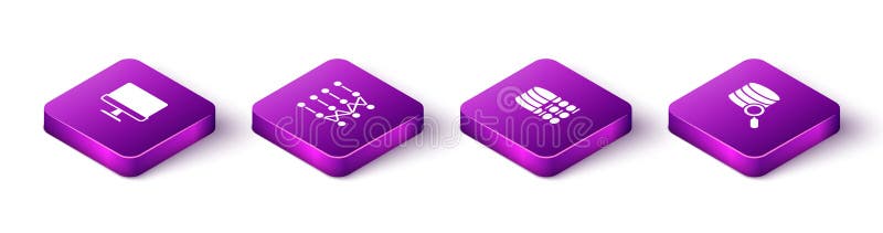 Set Isometric Computer Monitor, Neural Network, Binary Code and Server ... Set Isometric Computer Monitor, Neural Network, Binary Code and Server ...