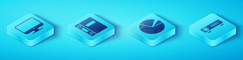 Set Isometric Computer Monitor Screen, Office Folders, Movie, Film ... Set Isometric Computer Monitor Screen, Office Folders, Movie, Film ...