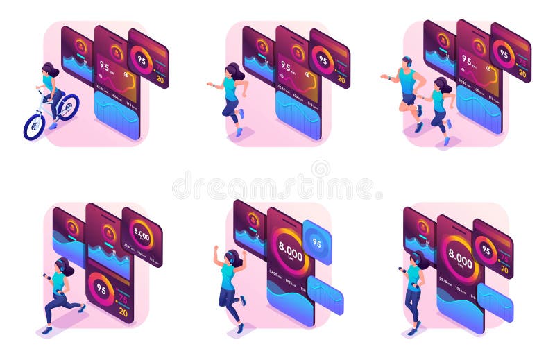 Set of Isometric Concepts for Mobile App Advertising To Track Your ...