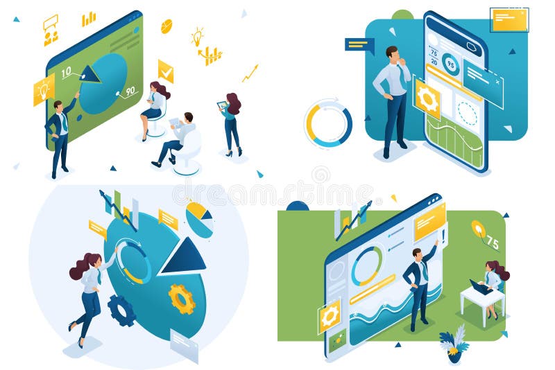 Set of Isometric Conceptsbusiness Training, Mobile App, Graphs and ...