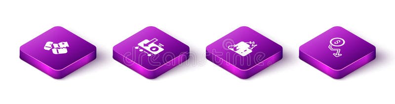 Set Isometric Credit Card, Drop in Crude Oil Price, Fire Burning House ...