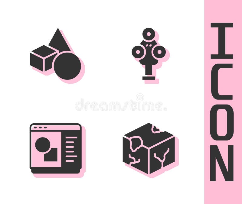 Set Isometric Cube, Basic Geometric Shapes, 3D Printer Software and ...