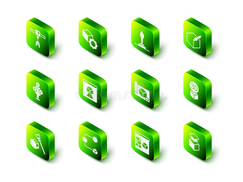 Set Isometric Cube, 3D Printer Model, 3d Pen Tool, Layers, Graphing ...