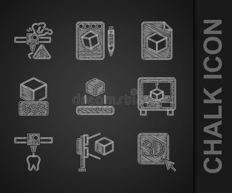 Set Isometric Cube, 3D Scanner with, Printer, Tooth, Services, File and ...