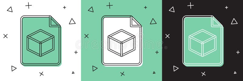Set Isometric Cube File Icon Isolated on White and Green, Black ...