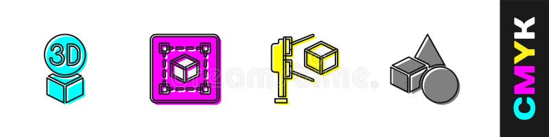 Set Isometric Cube, Geometric Figure Cube, 3D Scanner with and Basic ...