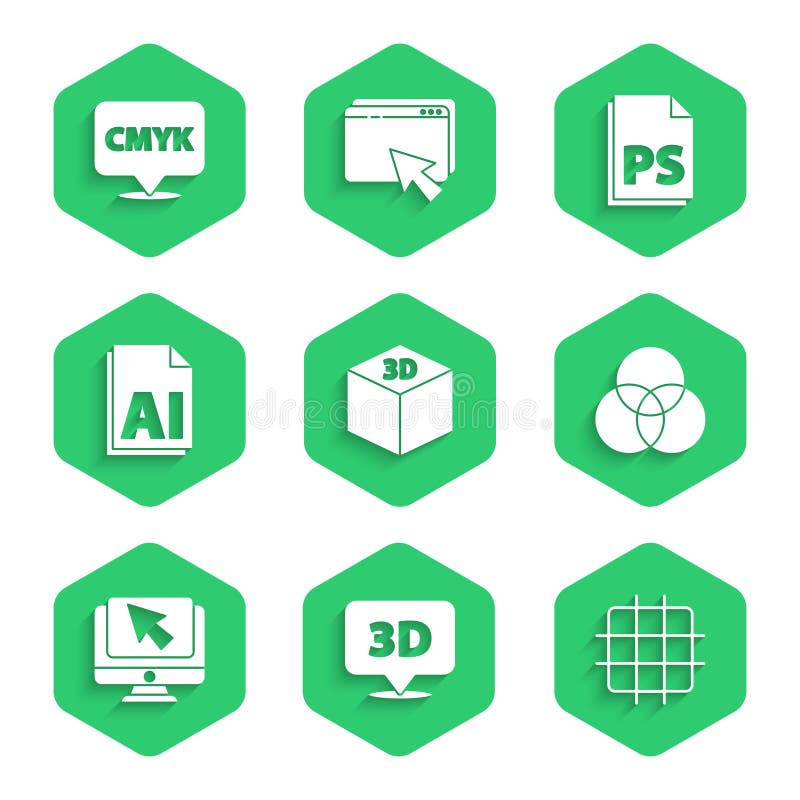 Set Isometric Cube, Speech Bubble with Text 3D, Grid Graph Paper, RGB and CMYK Color Mixing ...