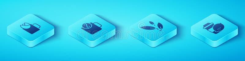 Set Isometric Cup of Tea with Rose, Tea Time, Lemon and Leaf Icon ...