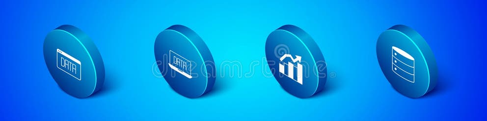 Set Isometric Data Analysis, Financial Growth, Server and Icon. Vector Stock Illustration ...