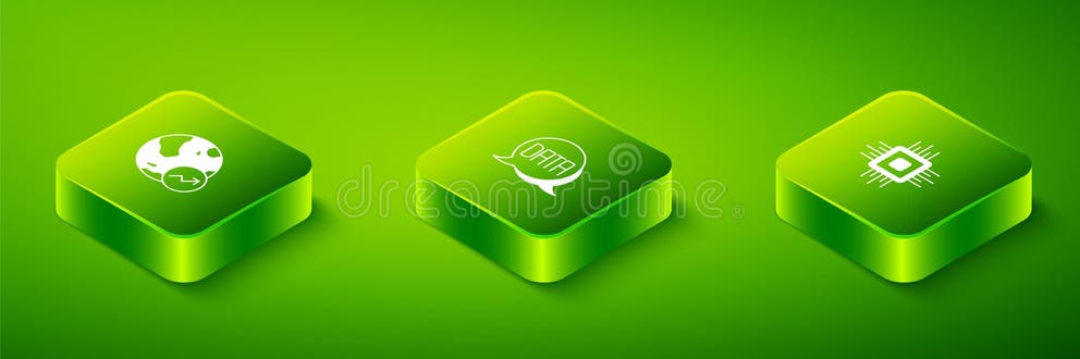 Set Isometric Data Analysis, Processor CPU and Financial Growth Icon. Vector Stock Vector ...