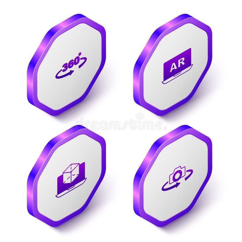 Set Isometric 360 Degree View, Augmented Reality AR, 3d Modeling and ...