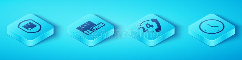 Set Isometric Delivery Pack Security with Shield, Cardboard Box with ...