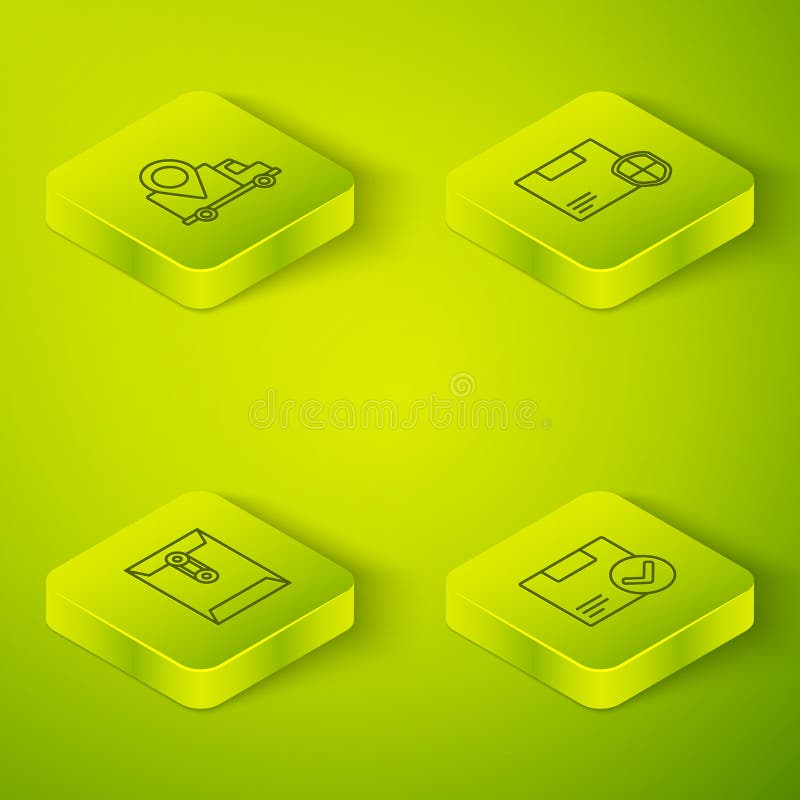 Set Isometric Delivery Security with Shield, Envelope, Package Box ...
