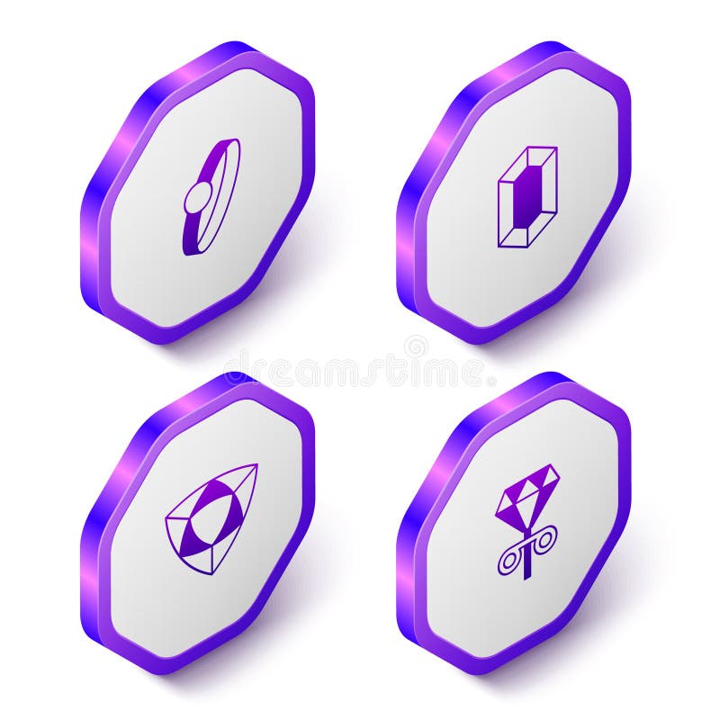 Set Isometric Diamond Engagement Ring, Gem Stone, and Stud Earrings ...