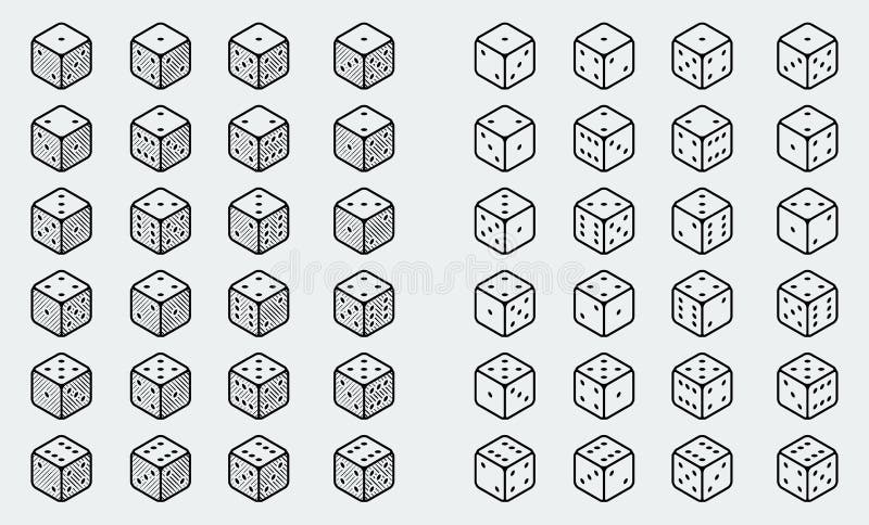 D4, D6, D8, D10, D12, And D20 Isometric Dice For Boardgames Stock ...