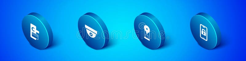 Set Isometric Digital Door Lock, Smart Coffee Machine, and Motion ...