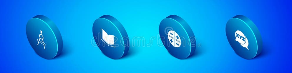 Set Isometric Drawing Compass, XYZ Coordinate System, and Open Book ...