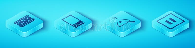 Set Isometric Drum, Voice Assistant, Pause Button and Triangle Musical ...