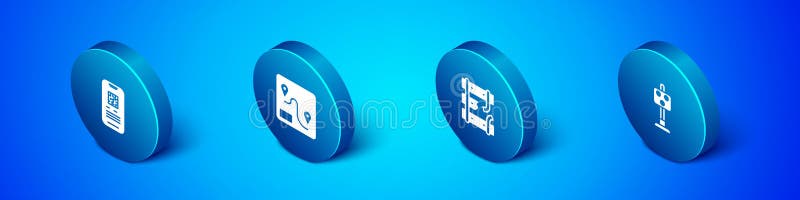 Set Isometric E-ticket Train, Broken Rails on Railway, Train Traffic ...