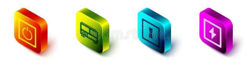 Set Isometric Electric Light Switch, Electrical Measuring Instruments ...