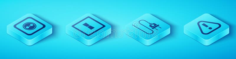 Set Isometric Electrical Outlet, Electric Light Switch, Exclamation ...