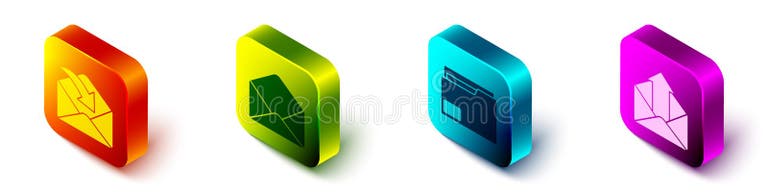 Set Isometric Envelope, Envelope, Document Folder and Outgoing Mail ...